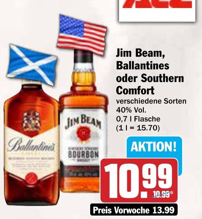 Jim Beam, Ballantines oder Southern Comfort Angebot bei AEZ