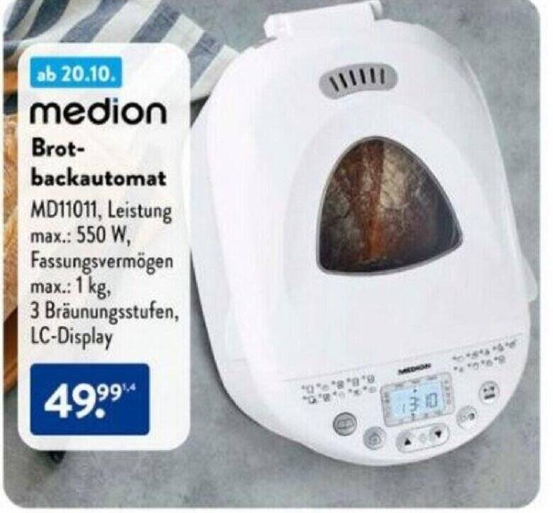 medion Brot- backautomat Angebot bei Aldi Süd