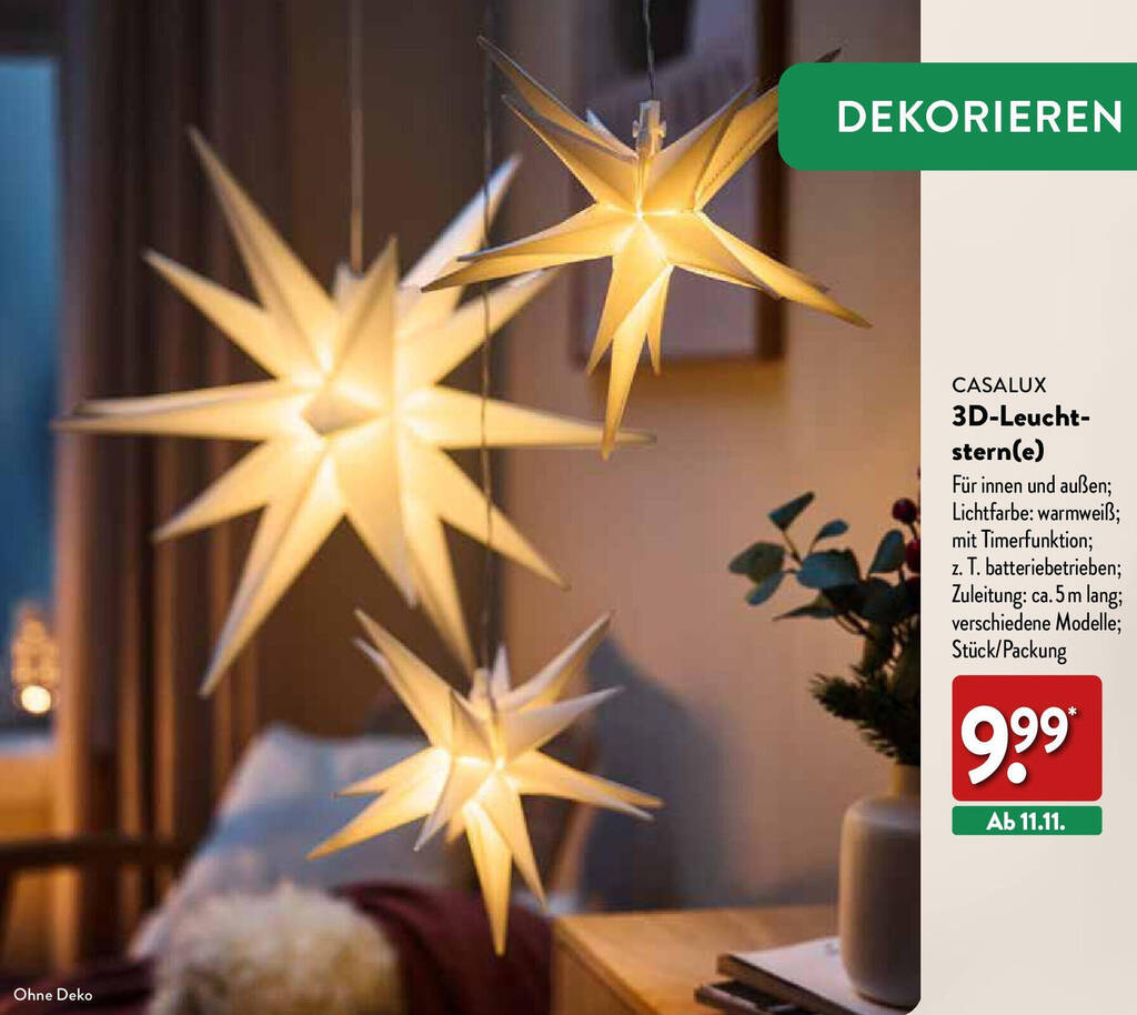 CASALUX 3D-Leuchtstern(e) Angebot bei Aldi Nord