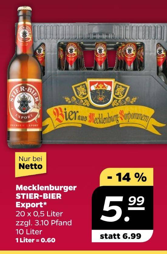 Mecklenburger mecklenburger stier-bier export Angebot bei NETTO