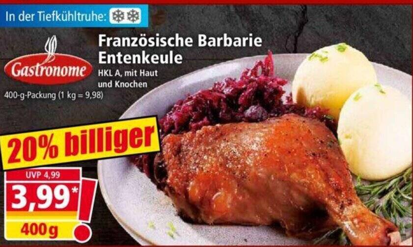 Gastronome Französische Barbarie Entenkeule 400 g Angebot bei Norma