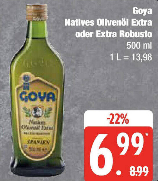 Goya Natives Olivenöl Extra oder Extra Robusto 500 ml Angebot bei Edeka