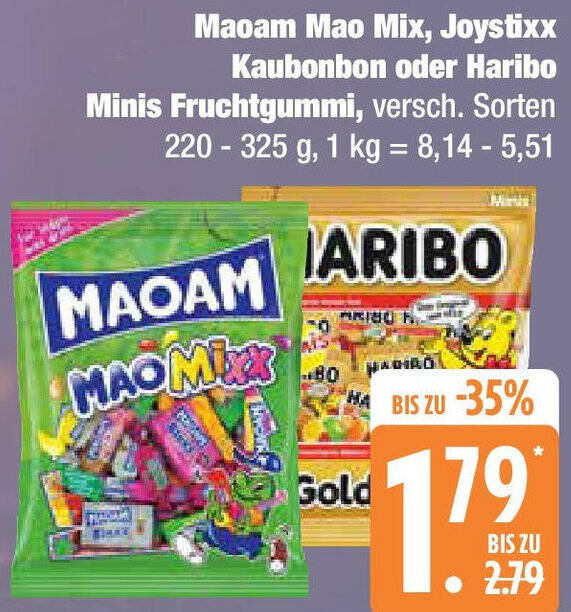 Maoam Mao Mix, Joystixx Kaubonbon oder Haribo Minis Fruchtgummi 220 ...