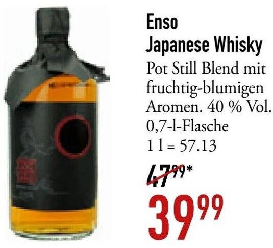 Enso Japanese Whisky 0.7 l Angebot bei Galeria Markthalle