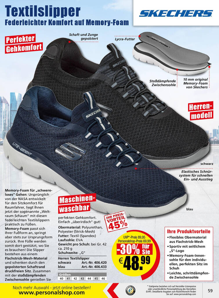SKECHERS Herren Textilslipper Angebot bei PersonalShop