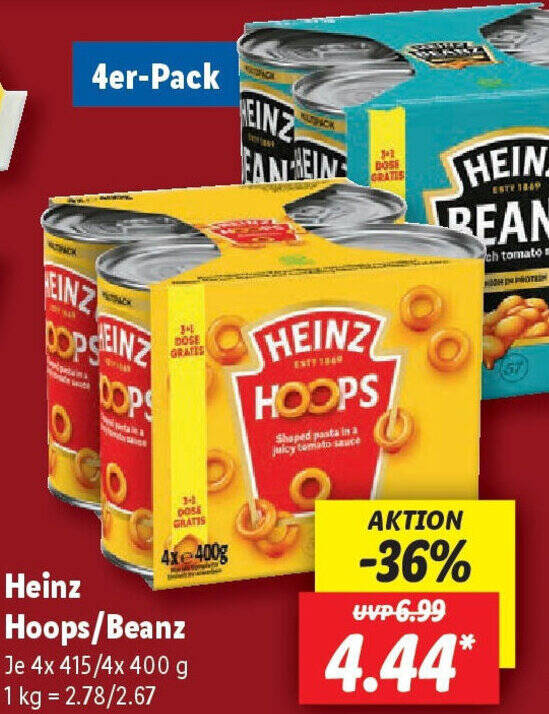 Heinz hoops oder beanz Angebot bei Lidl