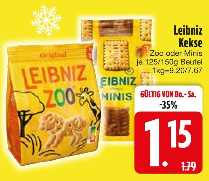 Leibniz kekse zoo oder minis Angebot bei Edeka