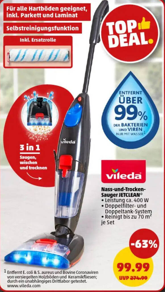 vileda Nass-und-Trocken- Sauger JETCLEAN Angebot bei PENNY