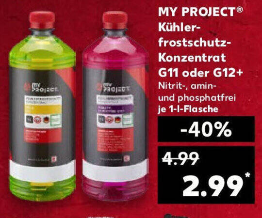 MY PROJECT Kühler- frostschutz- Konzentrat G11 oder G12+ 1 l Angebot ...