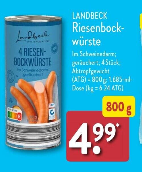 LANDBECK Riesenbock- würste 800 g Angebot bei Aldi Nord