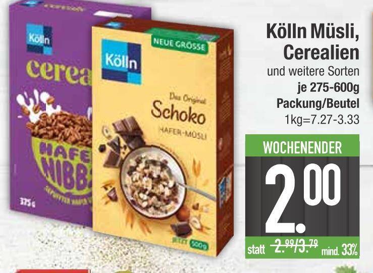 Kölln müsli, cerealien und weitere sorten Angebot bei Edeka
