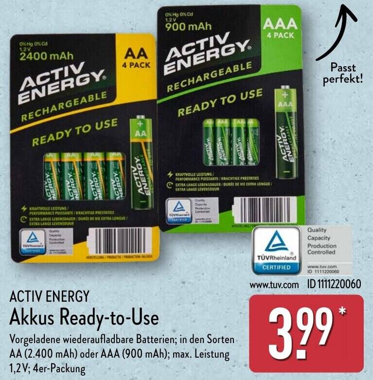 ACTIV ENERGY Akkus Ready-to-Use Angebot bei Aldi Nord
