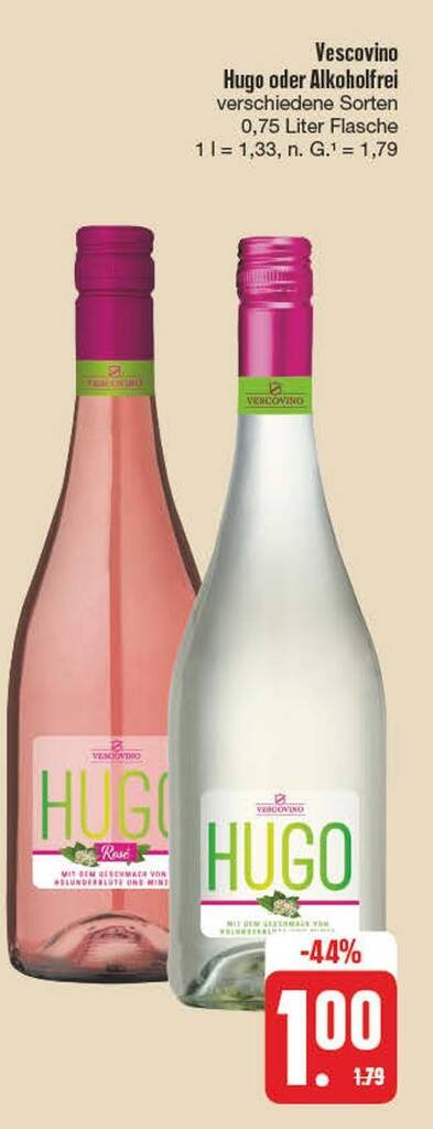 Vescovino hugo oder alkoholfrei Angebot bei Edeka
