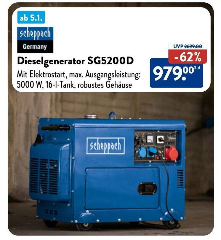 scheppach Dieselgenerator SG5200D Angebot bei Aldi Nord