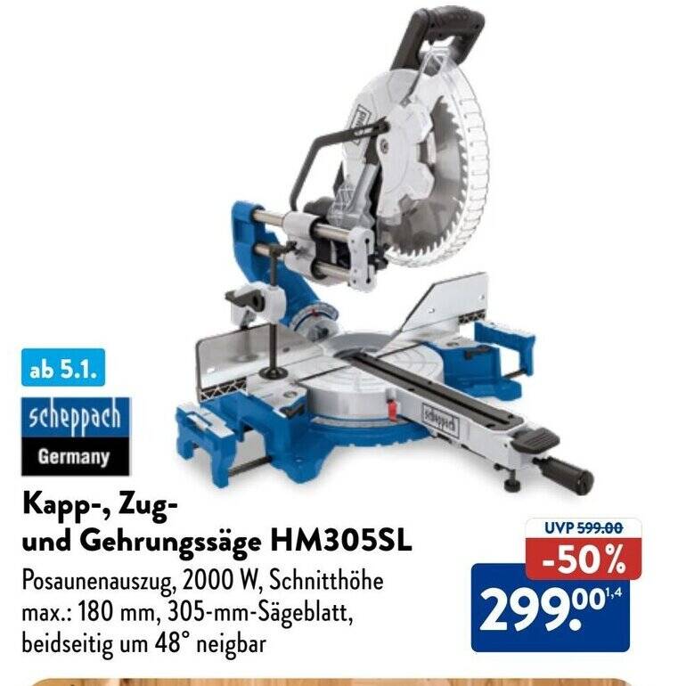 scheppach Kapp-, Zug- und Gehrungssäge HM305SL Angebot bei Aldi Nord