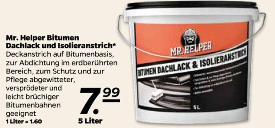 Mr. Helper Bitumen Dachlack und Isolieranstrich 5L Angebot bei NETTO