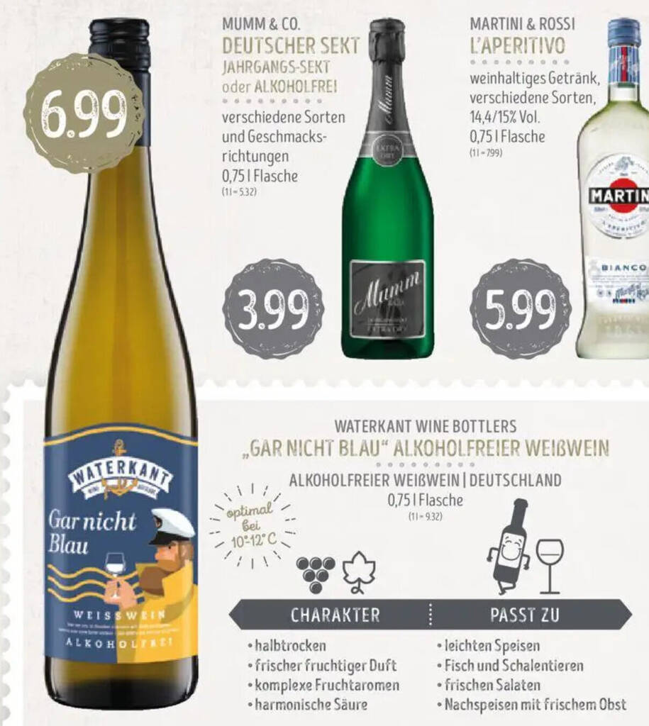 WATERKANT WINE BOTTLERS „GAR NICHT BLAU" ALKOHOLFREIER WEIBWEIN 750 ml ...