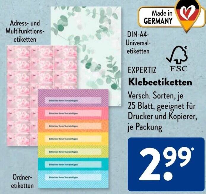 EXPERTIZ Klebeetiketten Angebot bei Aldi Süd