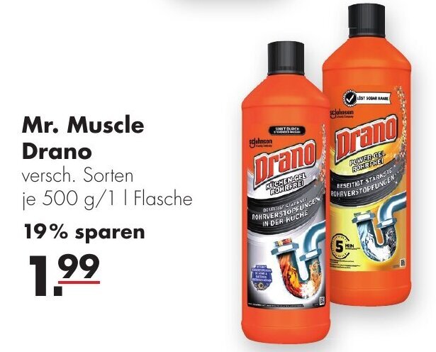 Mr. Muscle Drano 500g/1L Angebot bei Handelshof