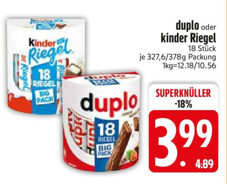 duplo duplo oder kinder Riegel 327,6-378 g Angebot bei Edeka