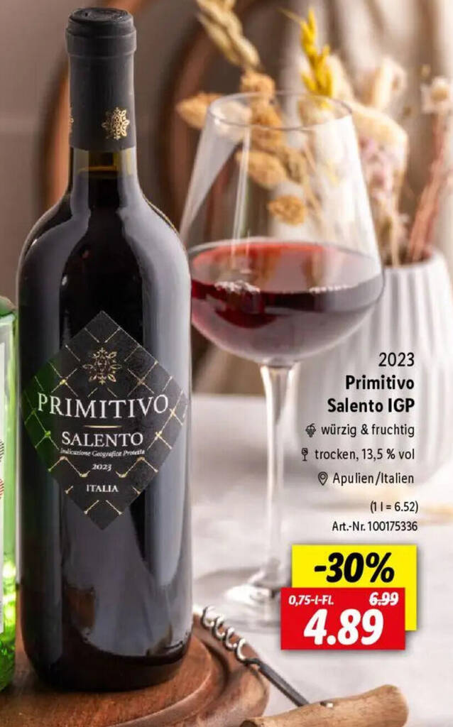 2023 Primitivo Salento IGP 0.75 l Angebot bei Lidl