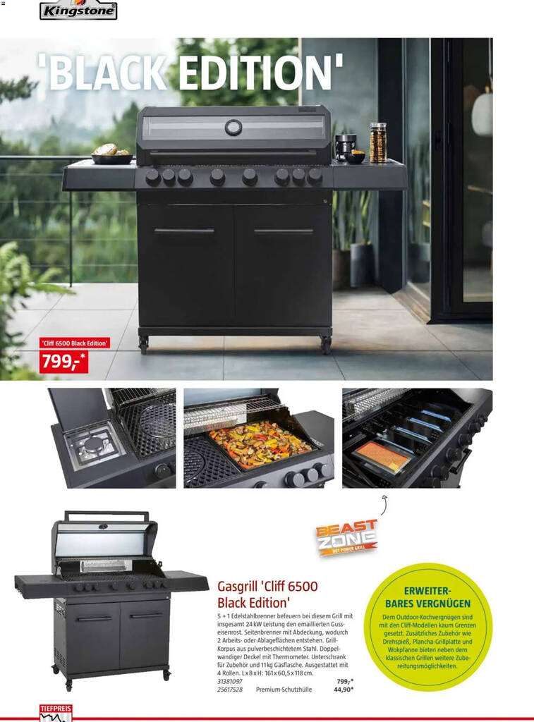 Kingstone Gasgrill 'Cliff 6500 Black Edition' Angebot bei Bauhaus