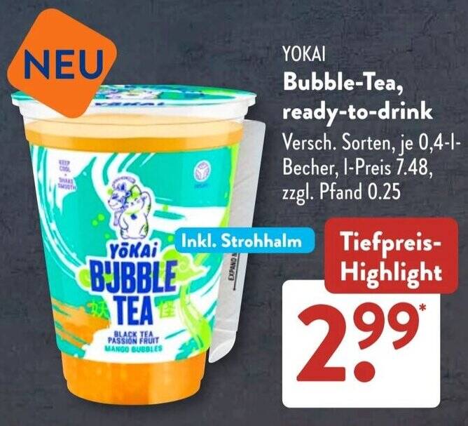 YOKAI Bubble-Tea, ready-to-drink 0.4 l Angebot bei Aldi Süd