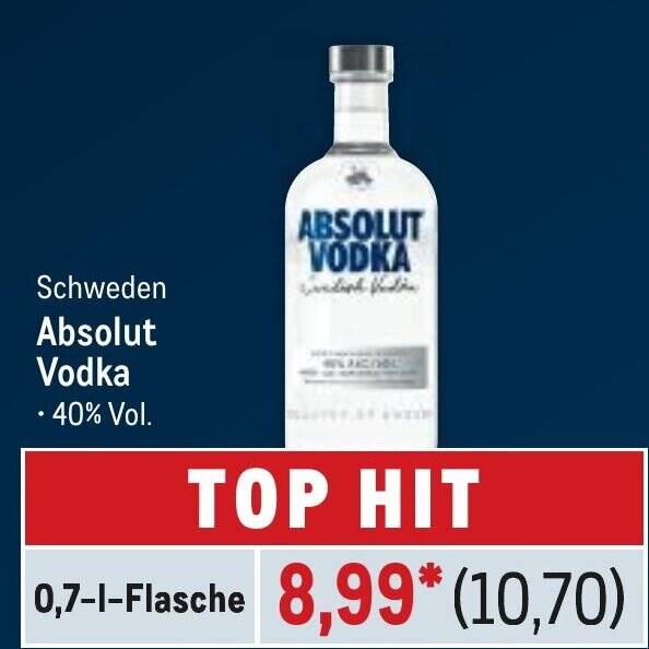 Schweden Absolut Vodka 700 ml Angebot bei METRO