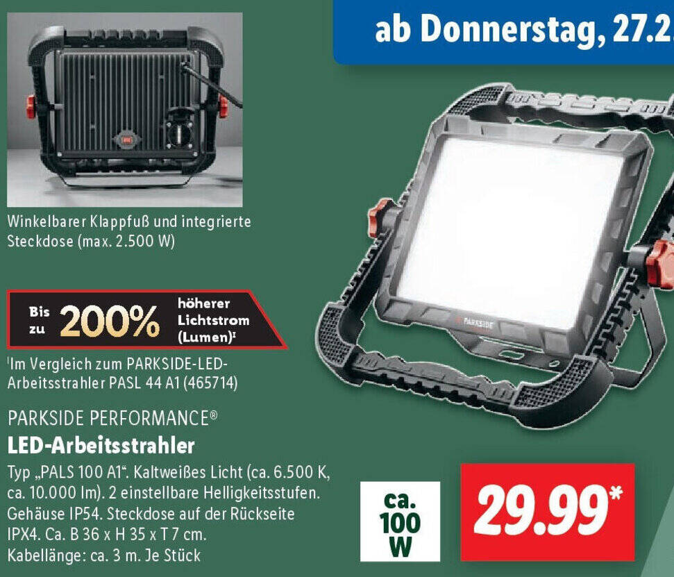 PARKSIDE PERFORMANCE LED-Arbeitsstrahler Angebot bei Lidl