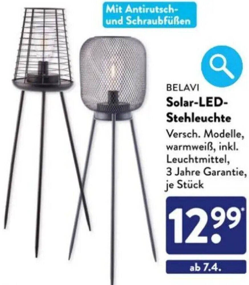 BELAVI Solar-LED Stehleuchte Angebot bei Aldi Süd