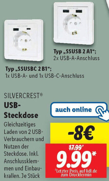 SILVERCREST USB Steckdose Angebot bei Lidl