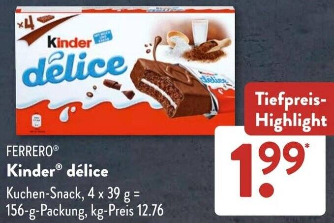 FERRERO Kinder délice 156 g Angebot bei Aldi Süd