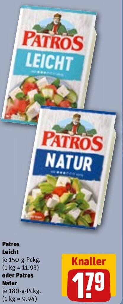 Patros Leicht oder Patros Natur 150-180 g Angebot bei REWE