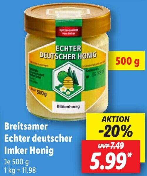 Breitsamer Echter deutscher Imker Honig 500 g Angebot bei Lidl