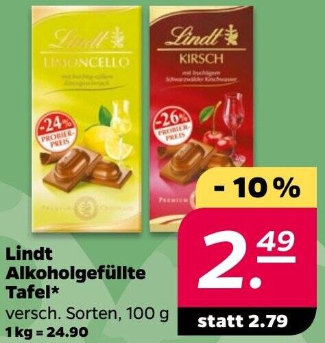 Lindt Alkoholgefüllte Tafel 100 g Angebot bei NETTO