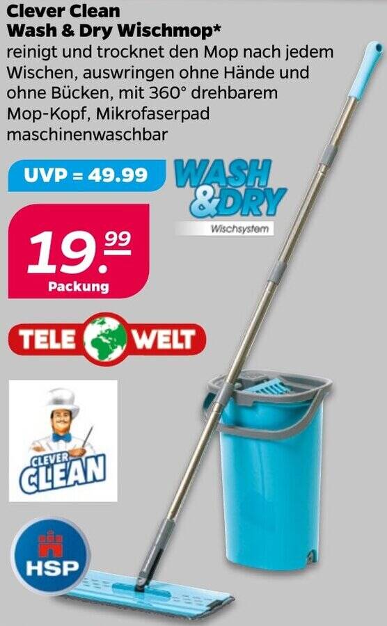 Clever Clean Wash & Dry Wischmop Angebot bei NETTO
