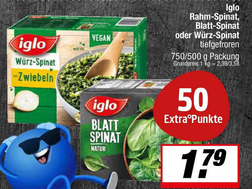 Iglo Rahm-Spinat, Blatt-Spinat oder Würz-Spinat 750 - 500 g Angebot bei ...