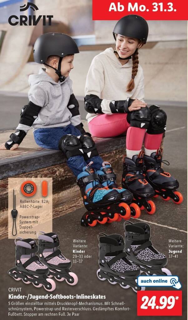 CRIVIT Kinder-/Jugend-Softboots-Inlineskates Angebot bei Lidl
