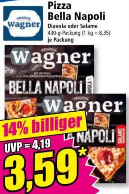 Wagner Pizza Bella Napoli 430 g Angebot bei Norma