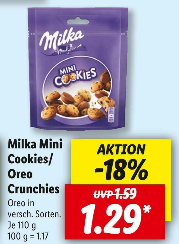 Milka mini cookies/oreo crunchies Angebot bei Lidl