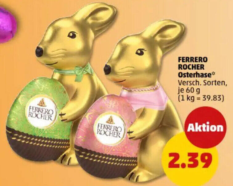 FERRERO ROCHER Osterhase 60 g Angebot bei PENNY €2,39