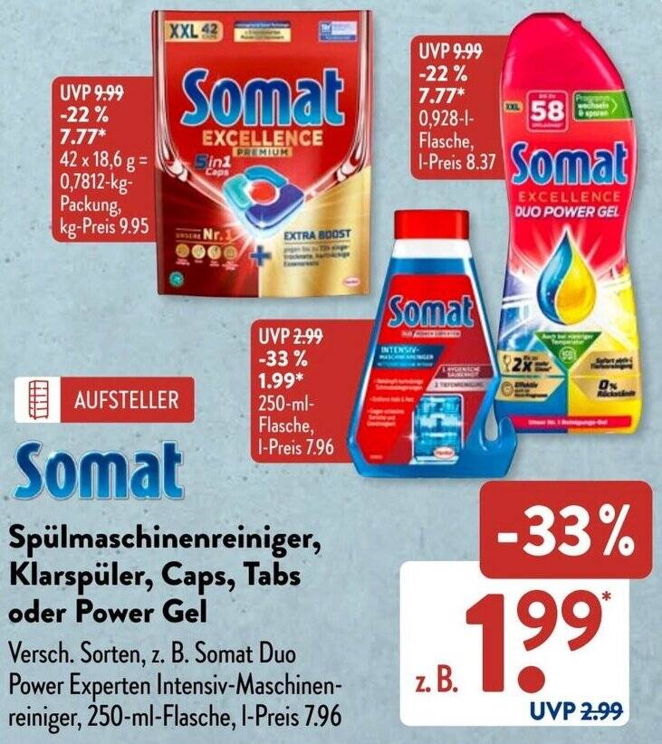 Somat Spülmaschinenreiniger, Klarspüler, Caps, Tabs oder Power Gel 250 ...