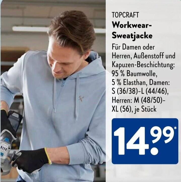 TOPCRAFT Workwear- Sweatjacke Angebot bei Aldi Süd