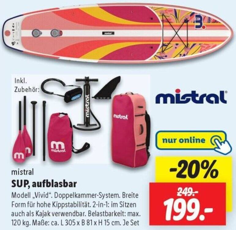 Mistral SUP, aufblasbar Angebot bei Lidl