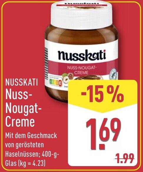 NUSSKATI Nuss Nougat Creme 400 g Angebot bei Aldi Nord