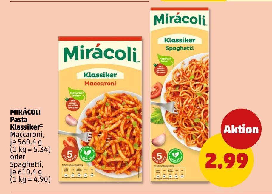 Mirácoli klassiker maccaroni oder klassiker spaghetti Angebot bei PENNY