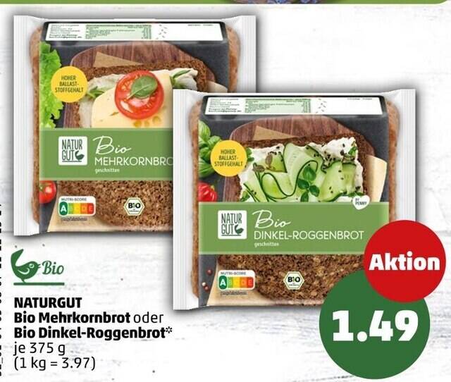 Naturgut bio mehrkornbrot oder bio dinkel-roggenbrot Angebot bei PENNY