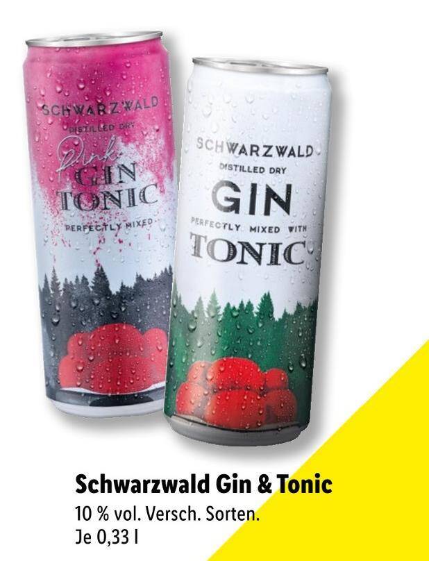 Schwarzwald gin & tonic oder pink gin & tonic Angebot bei Lidl