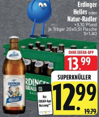 Erdinger Helles oder Natur-Radler Angebot bei Edeka
