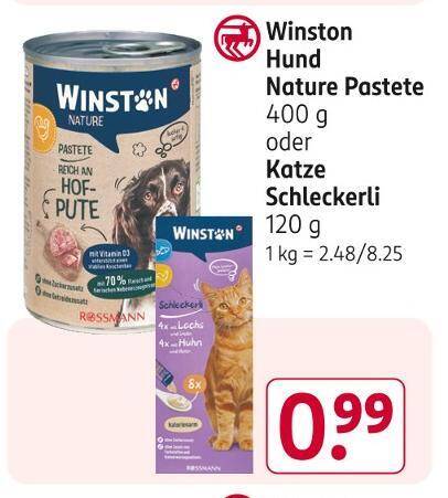 Winston hund nature pastete oder katze schleckerli Angebot bei Rossmann